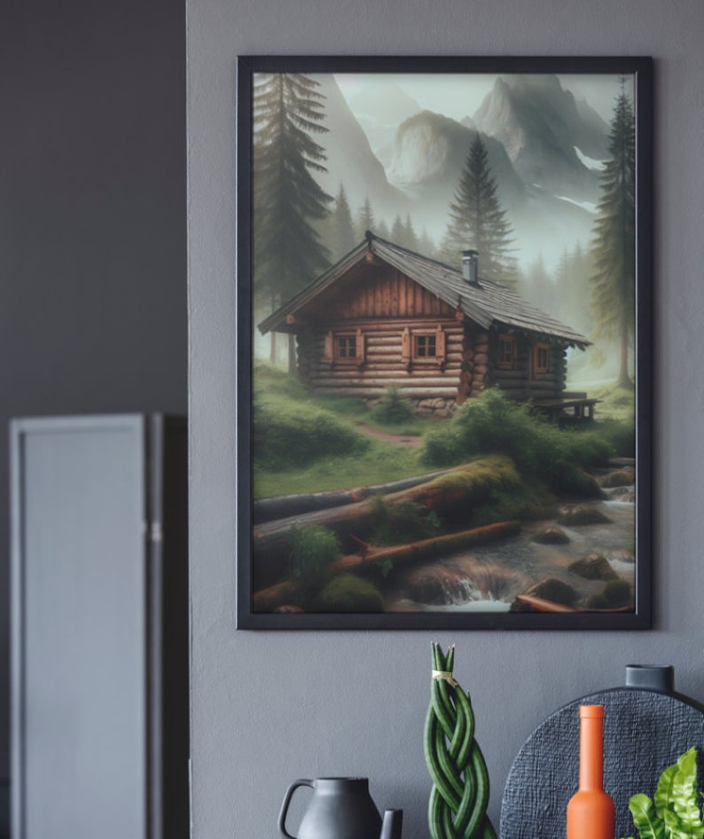 Log Cabin Wall Art Rolled Poster Ready To Hang Log Cabin In Woods log-cabin-wall-art-rolled-poster-ready-to-hang-log-cabin-in-woods