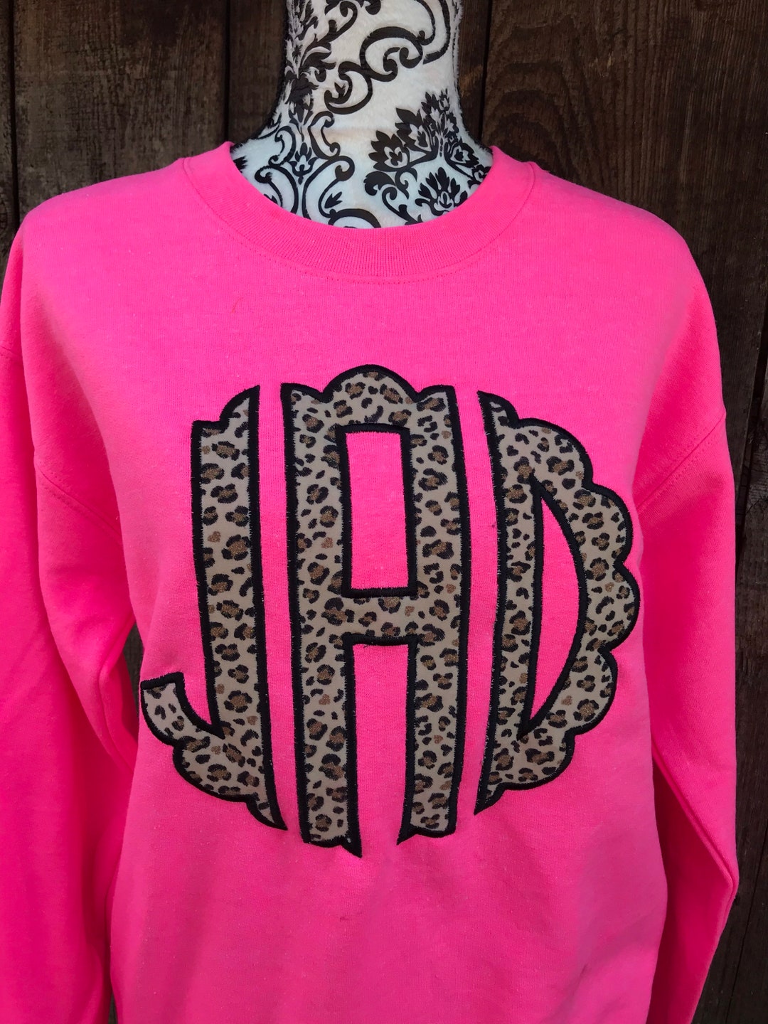 Leopard Print Monogram Sweatshirt - Etsy