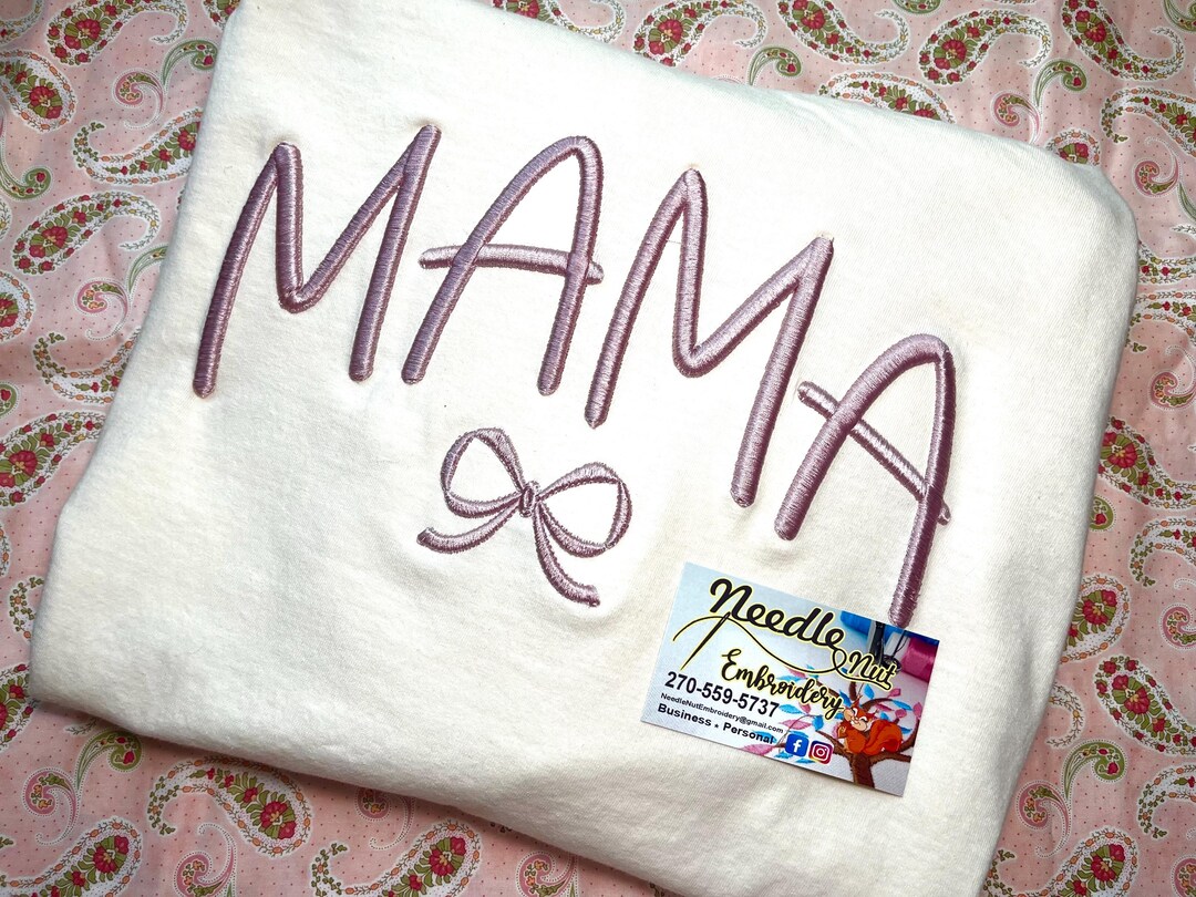 3D Puff Mama With Bow Shirt Embroidered - Etsy