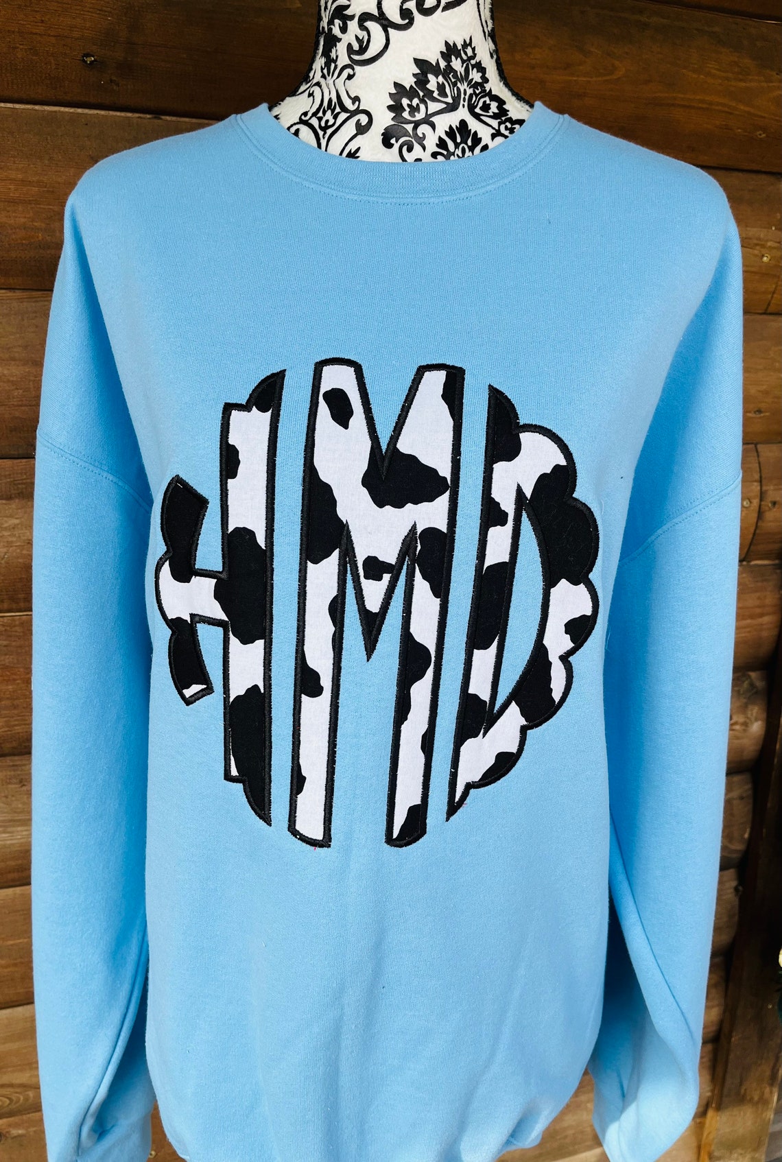 Cow Print Monogram Sweatshirt - Etsy
