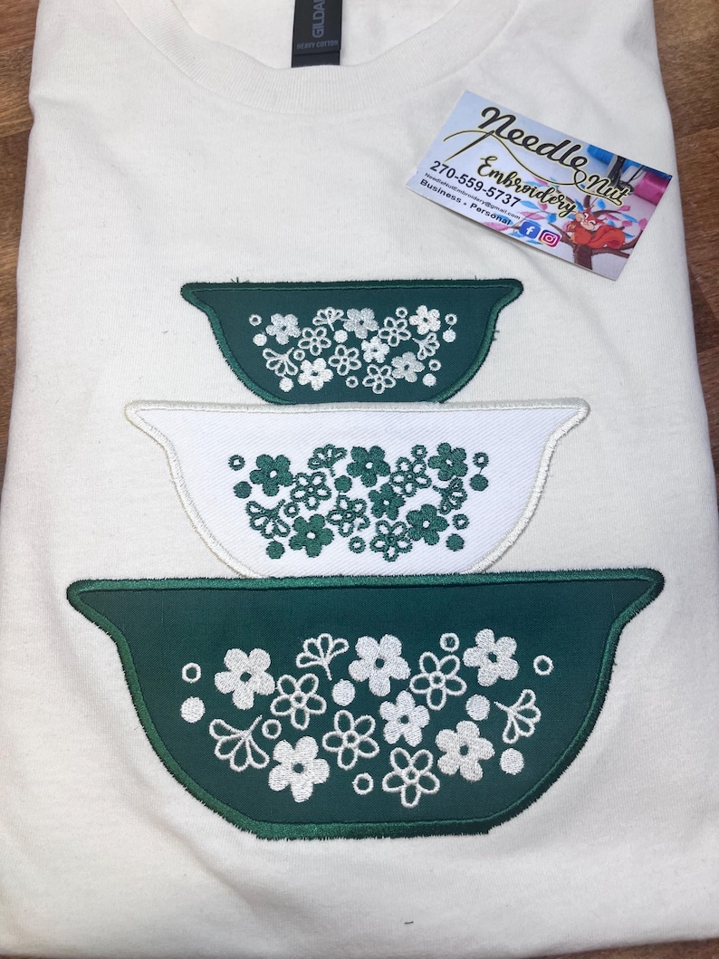 Embroidered Vintage Glass Cooking Ware Bowls Shirt - Etsy