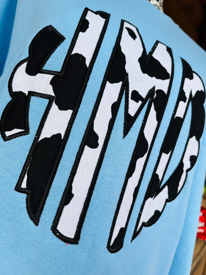 Cow Print Monogram Sweatshirt - Etsy