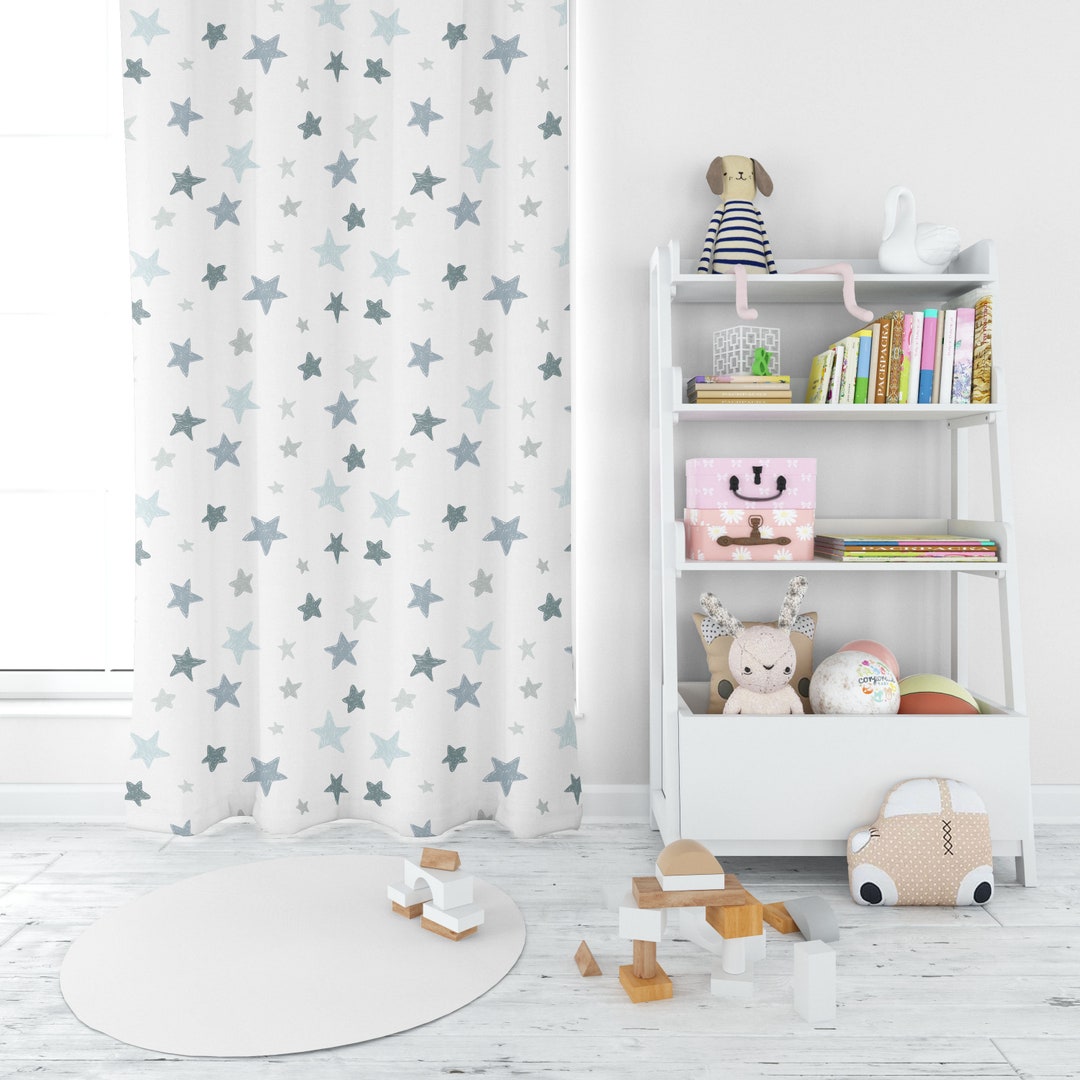 Blue Star Nursery Curtains, Star Curtains , Kids Room Curtains, Girls ...