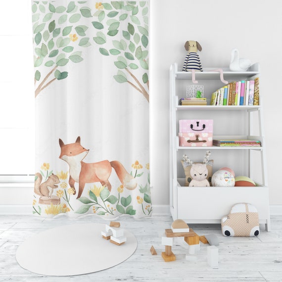 Woodland Animals Curtains Fox Blackout Curtains Blackout - Etsy
