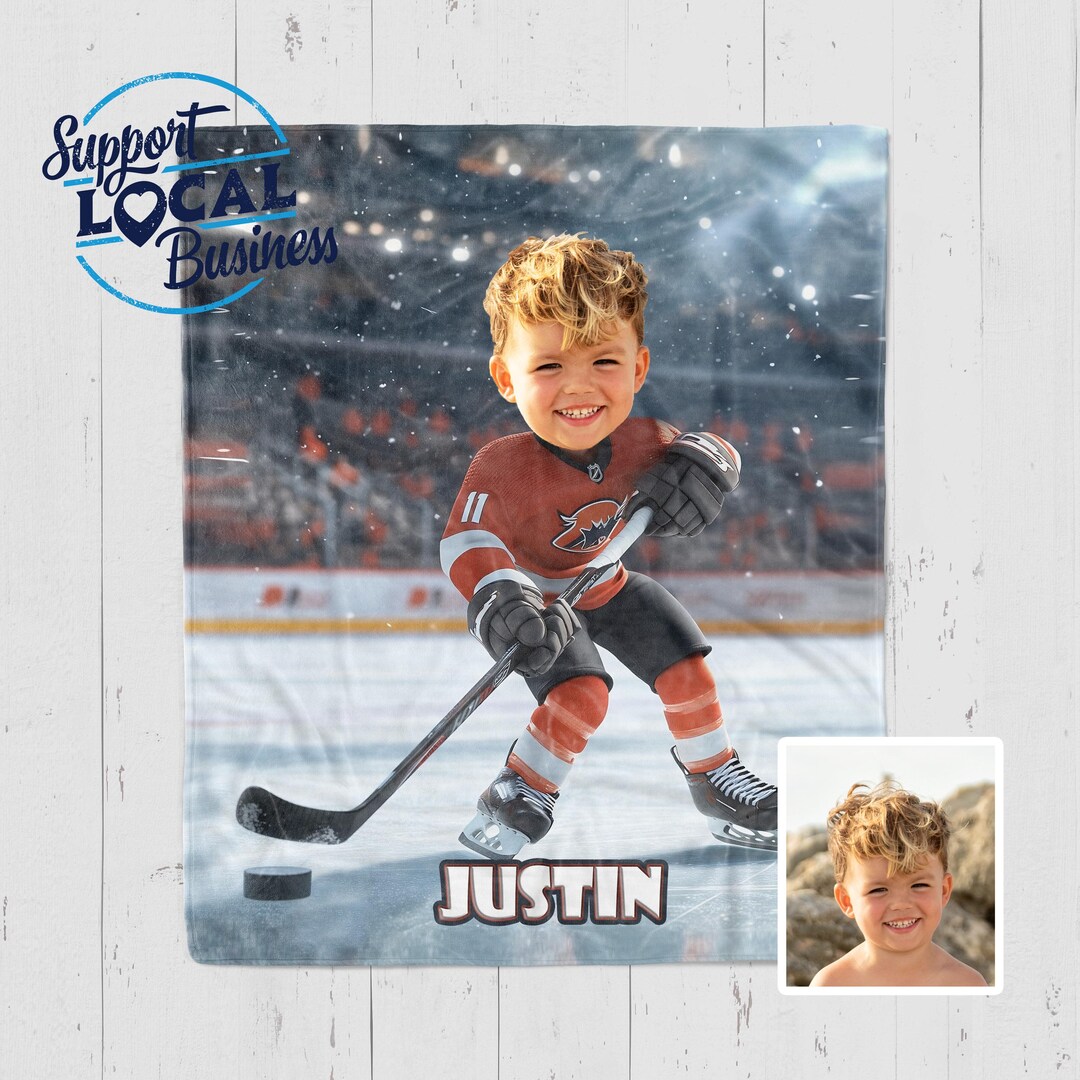 Kids Hockey Blanket, Personalized Kids Blanket, Custom Blanket for Boys ...
