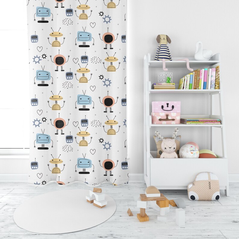 Robot Curtains Robot Pattern Curtains Kids Room Curtains - Etsy