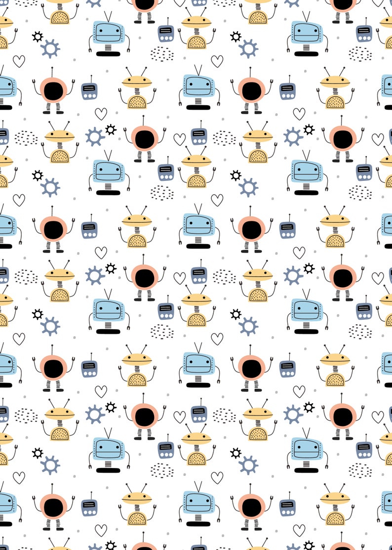 Robot Curtains Robot Pattern Curtains Kids Room Curtains - Etsy