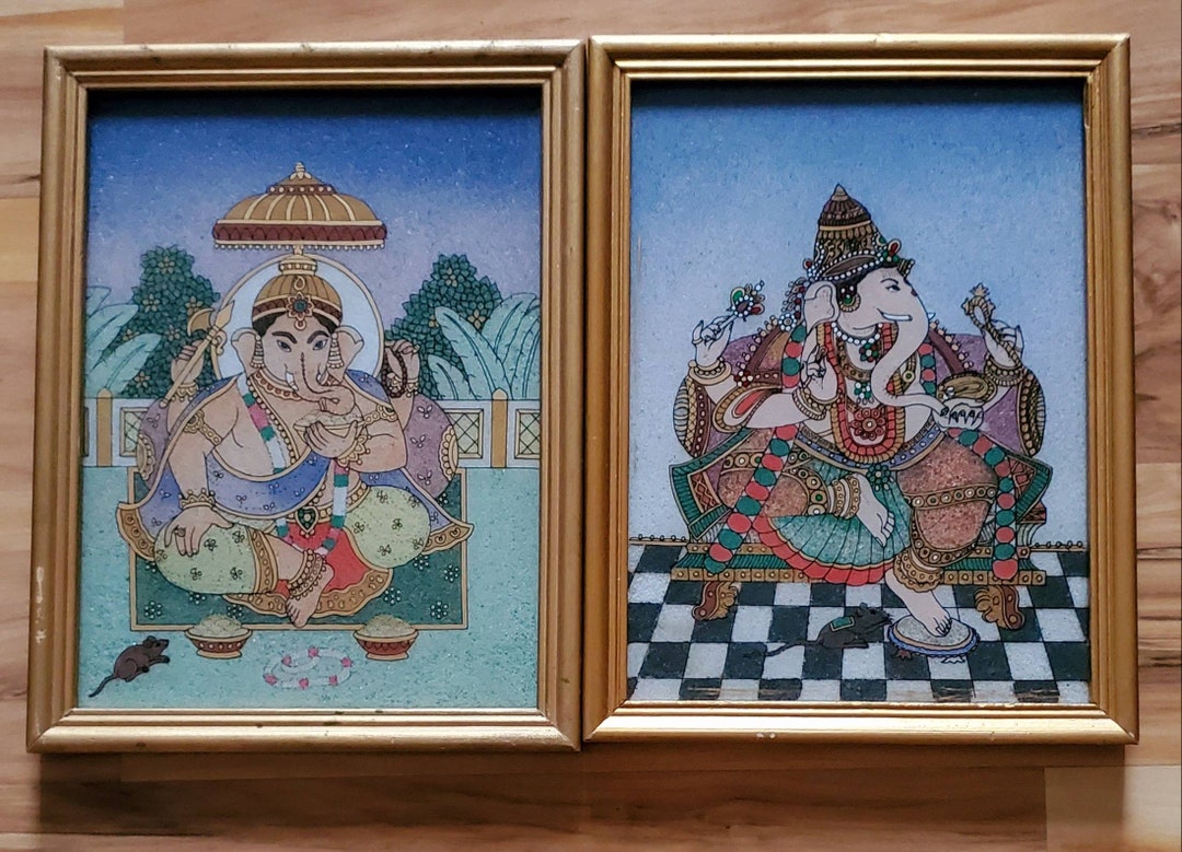 LORD Ganesha Gemstone Artwork, Ganapati Wall Art, Office Wall Decor ...