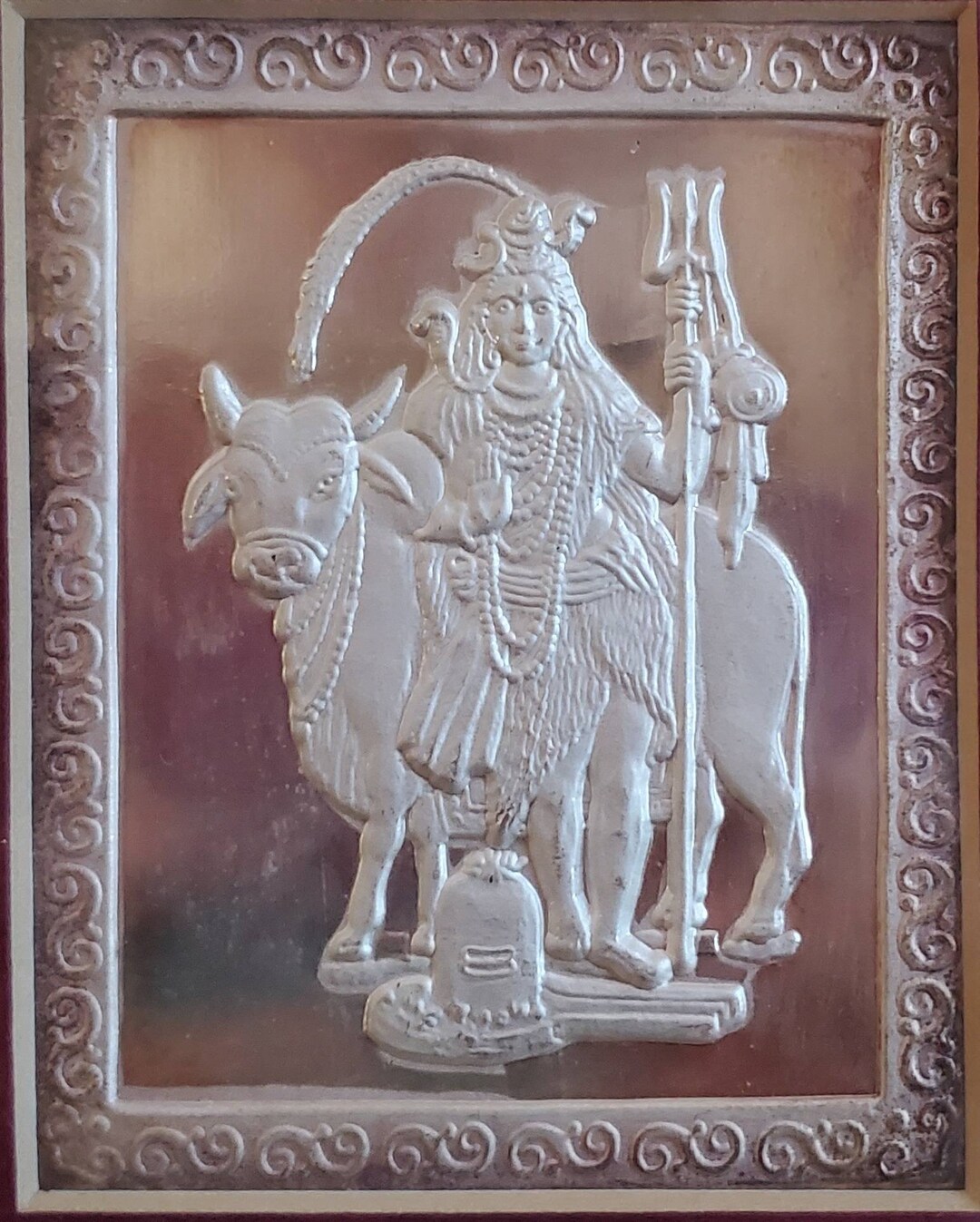 Embossed Silver Lord Shiva Wooden Frame: Hindu Art, Diwali Gift - Etsy