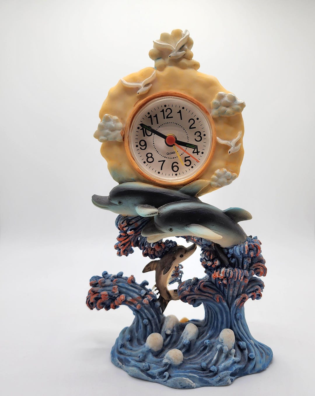 Vintage Resin Dolphin Clock, Nautical Home Decor, Vintage Resin Clock ...