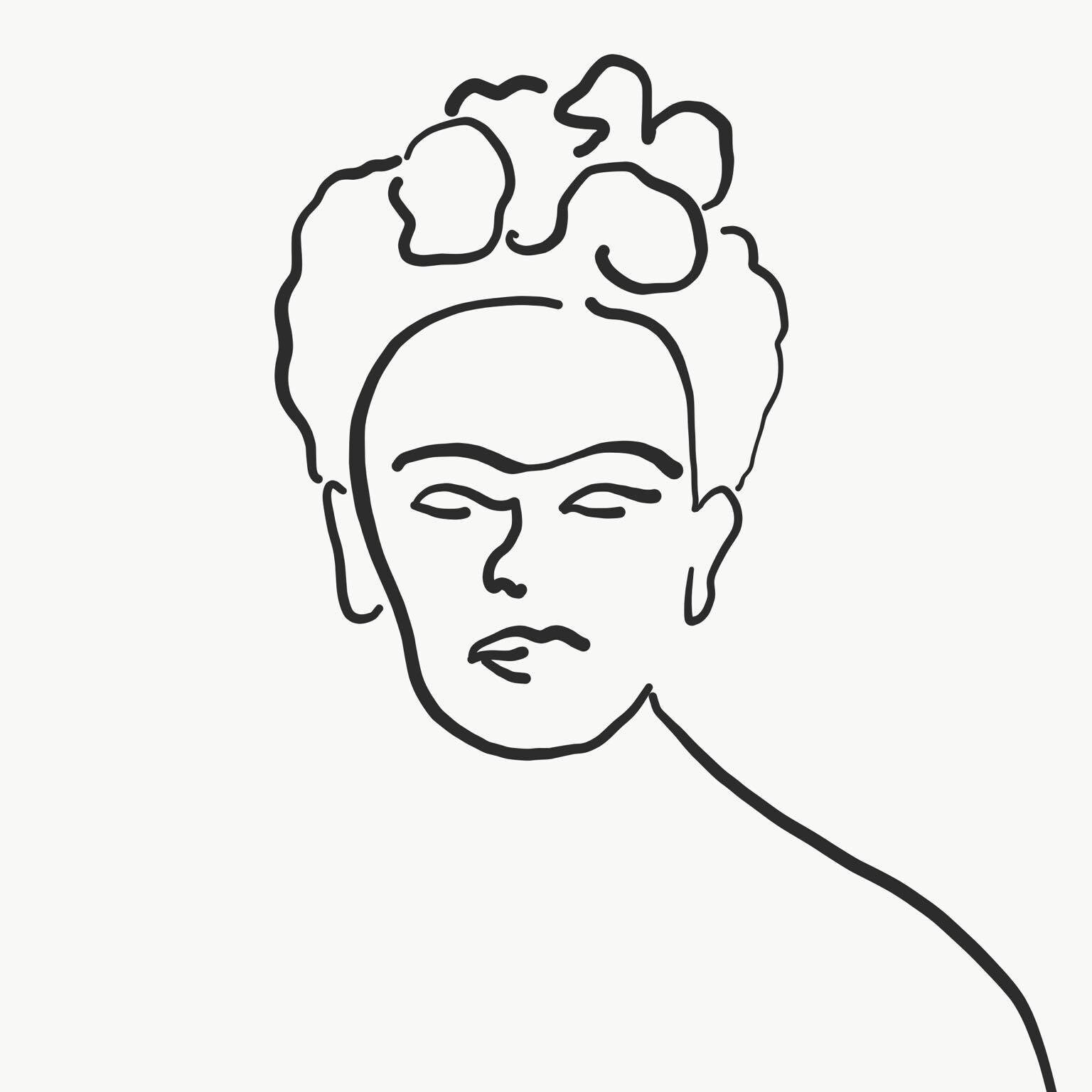 Frida Kahlo Art Printed on Luxury Cotton Paper, Frida Kahlo Print, Line ...