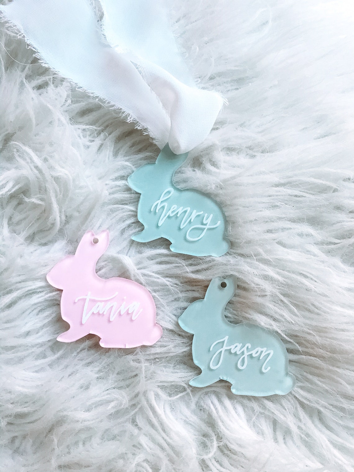 Bunny Name Tags Place Card Calligraphy Bunny Tag Easter Basket Tag - Etsy