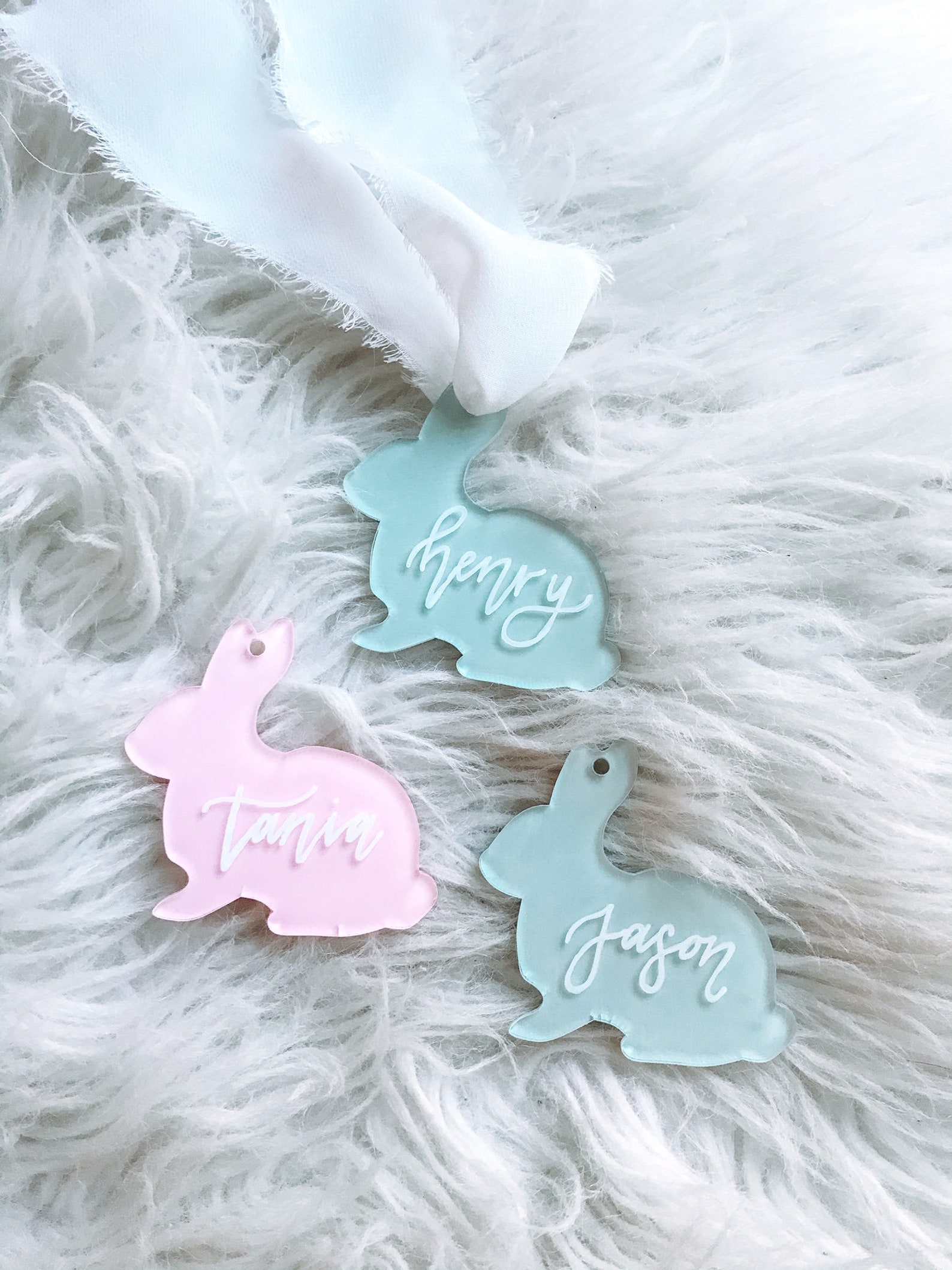 Bunny Name Tags | Place Card | Calligraphy Bunny Tag | Easter Basket ...