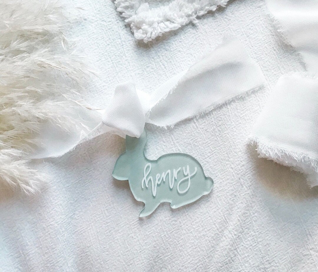 Bunny Name Tags Place Card Calligraphy Bunny Tag Easter Basket Tag - Etsy