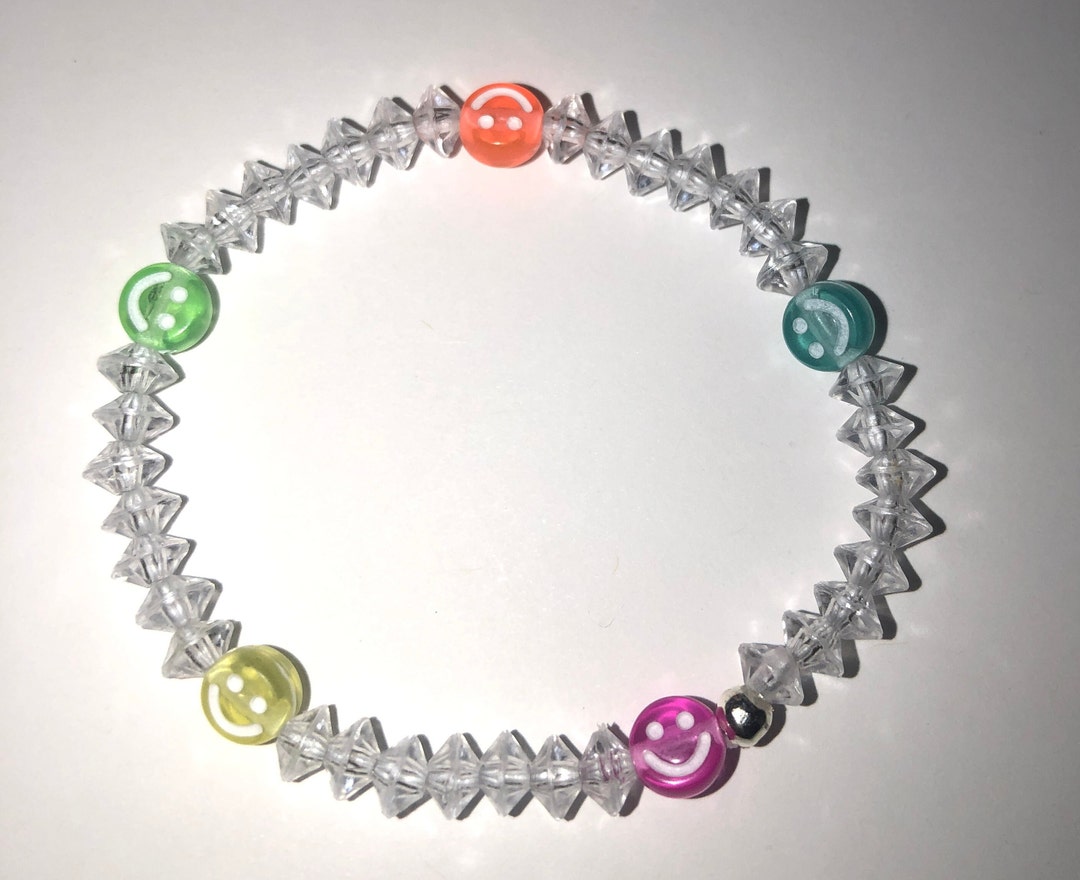 Handmade Smiley Bracelet, Spring & Summer Color, Stackable Bracelet - Etsy