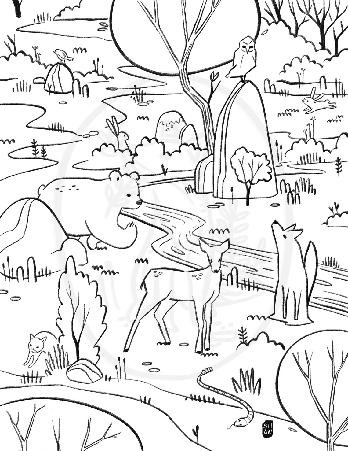 Cute Critters Printable Coloring Pages Coloring Pages For | Etsy