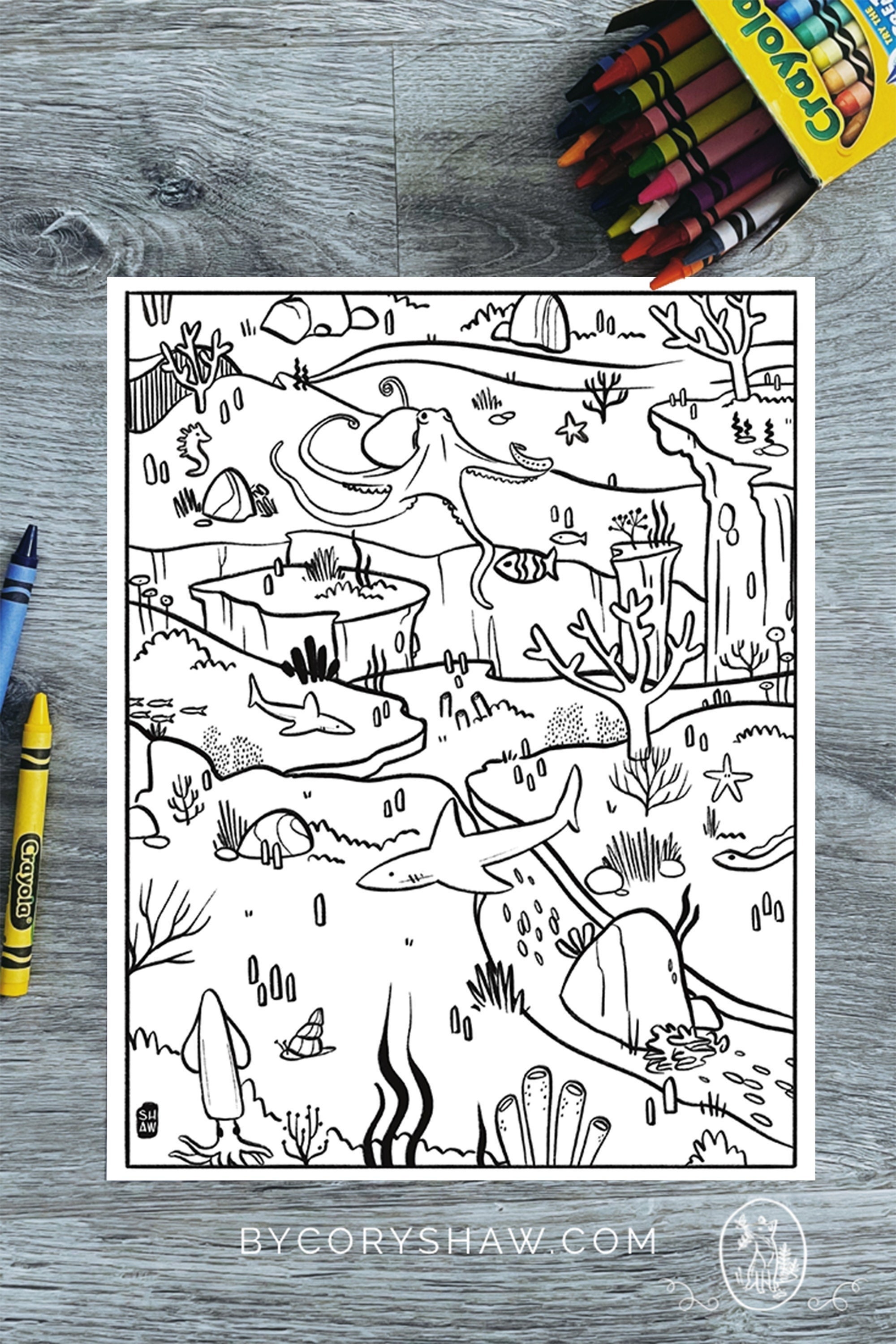 Ocean Critters, Printable Coloring Page, Coloring Pages for Kids and ...