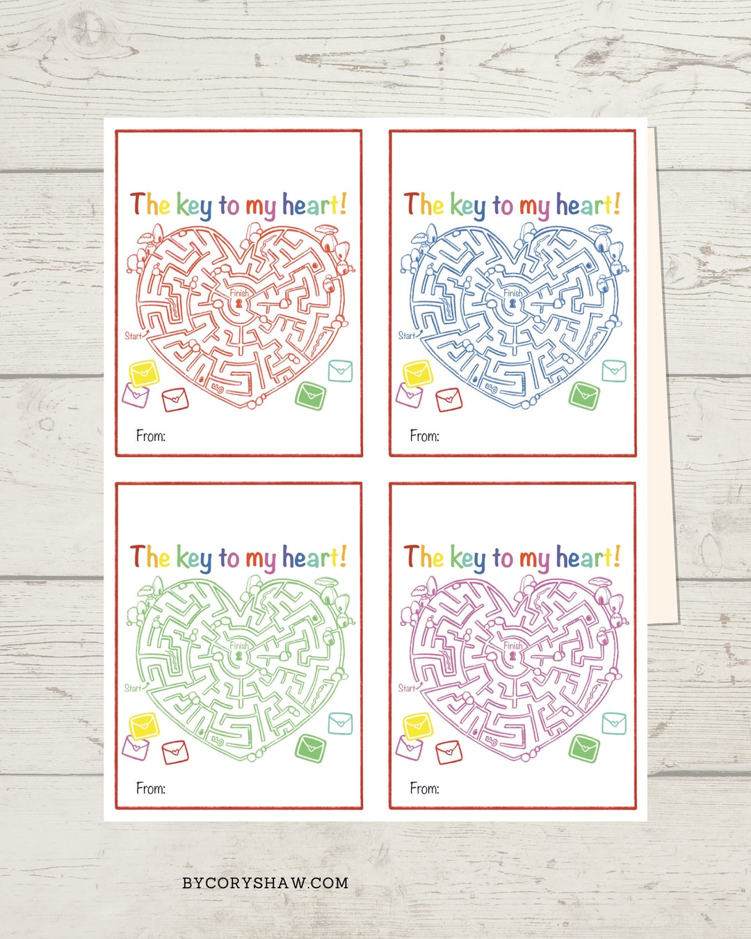 Printable Maze Game Valentine Card, Crayon Holder Note Instant Download ...