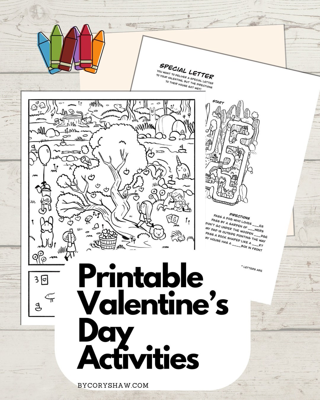 Valentine’s Day Activities, Printable Coloring Page, Search and Find ...