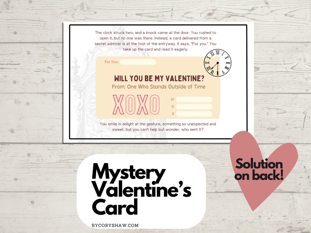 Printable Mystery Valentine Card, Instant Download, Secret Admirer, DIY ...