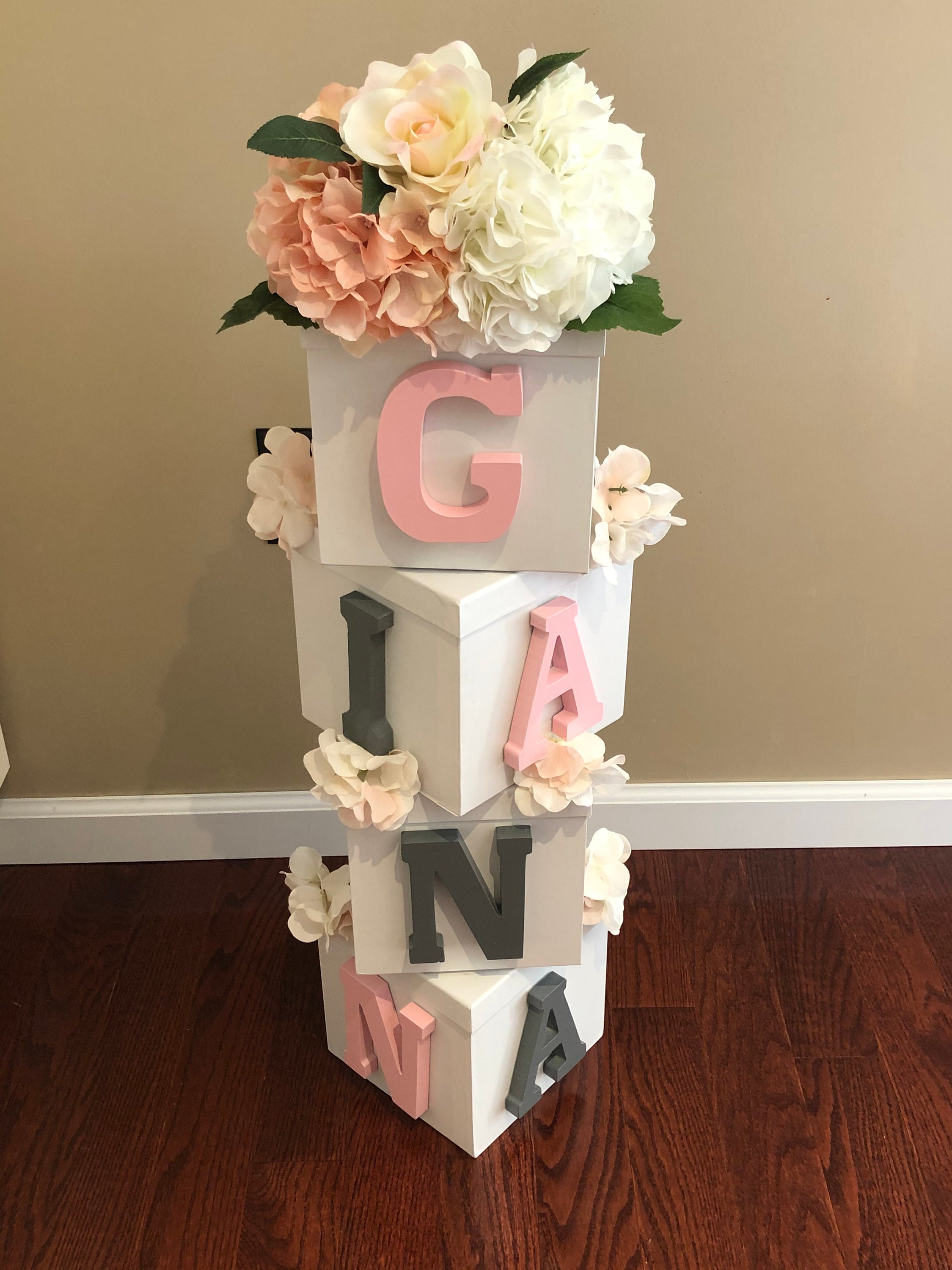 Baby Block Tower | Baby Box Tower Decoration | Gender Reveal ...