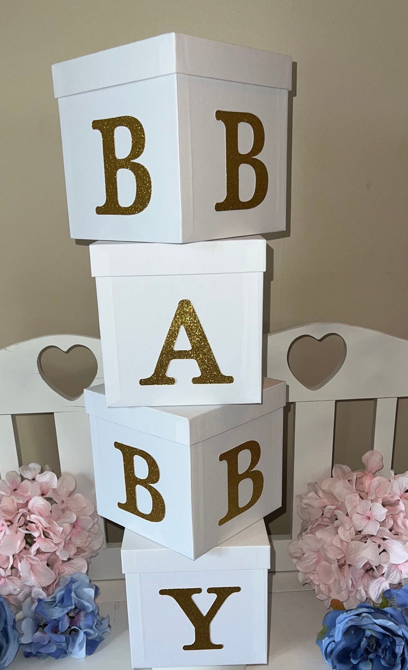 Baby Block Tower | Baby Box Tower Decoration | Gender Reveal ...