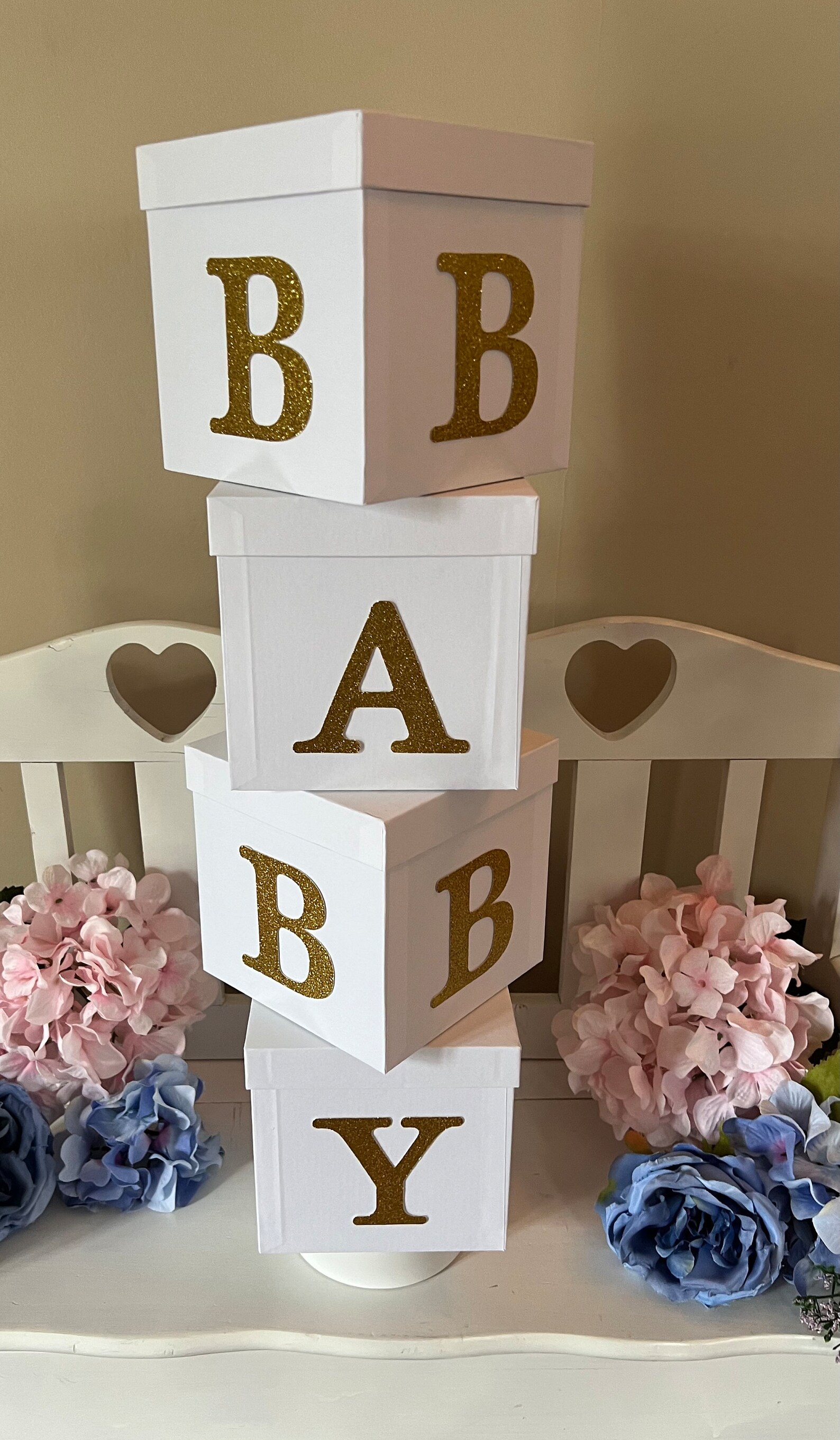 Baby Block Tower | Baby Box Tower Decoration | Gender Reveal ...