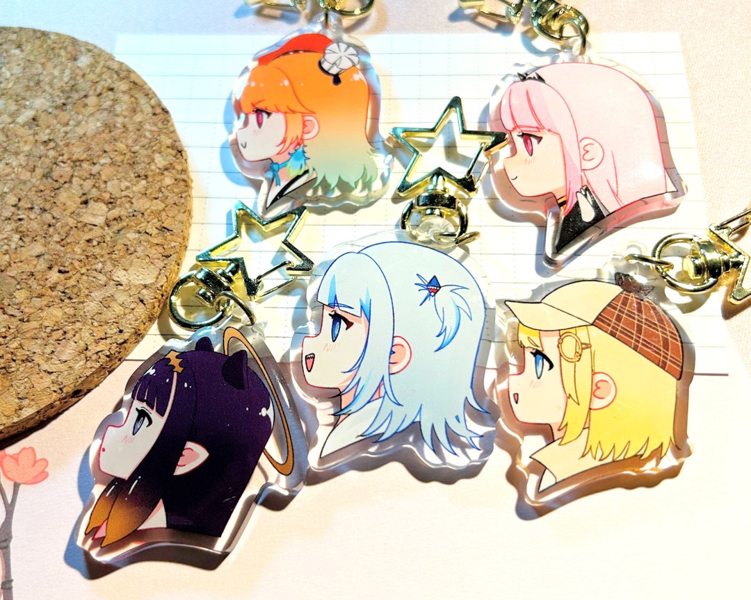Vtuber Idol Keychains - Shark, Detective, Tako, Grim Reaper, Phoenix - Etsy