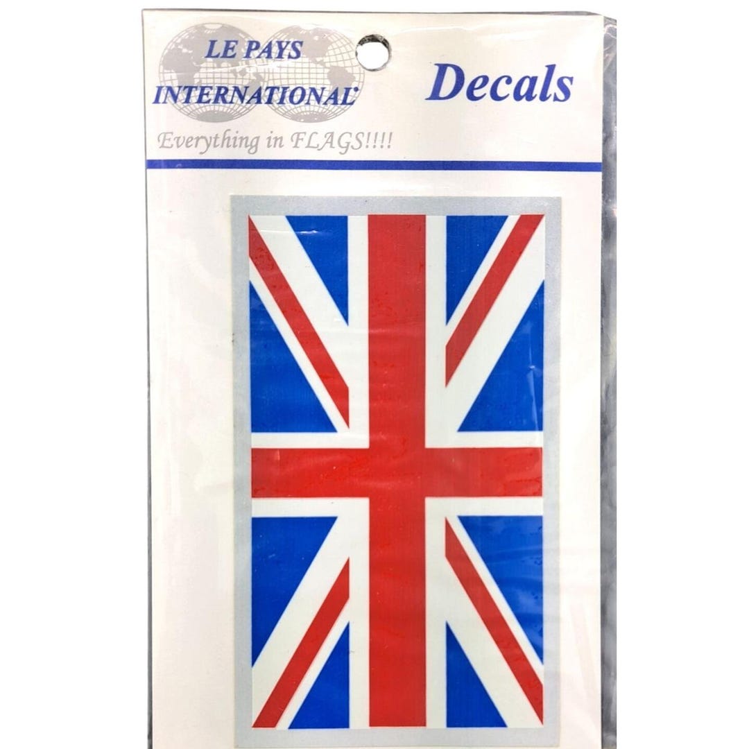 Vintage Union Jack British Flag Decal Sticker Le Pays UK Reflective ...