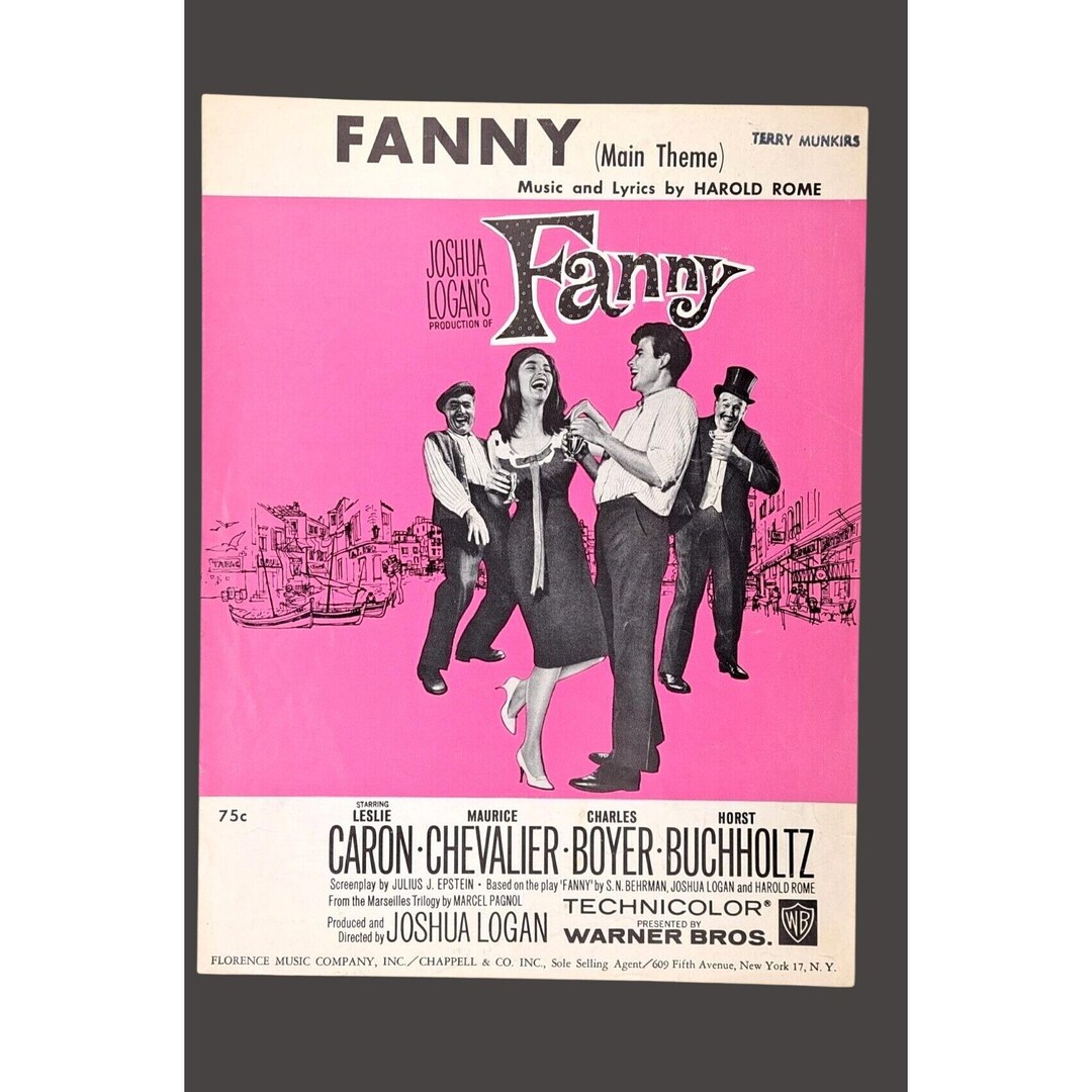Buy Vintage Fanny Main Theme Sheet Music 1954 Harold Rome Joshua Logan ...
