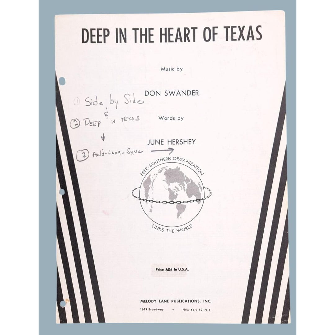 Vintage Deep in the Heart of Texas Sheet Music 1941 Don Swander June ...