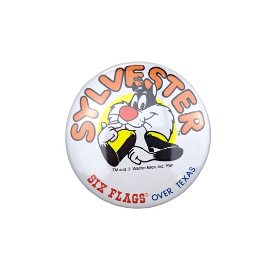 Vintage Six Flags Over Texas Sylvester The Cat Pin Bu… - Gem
