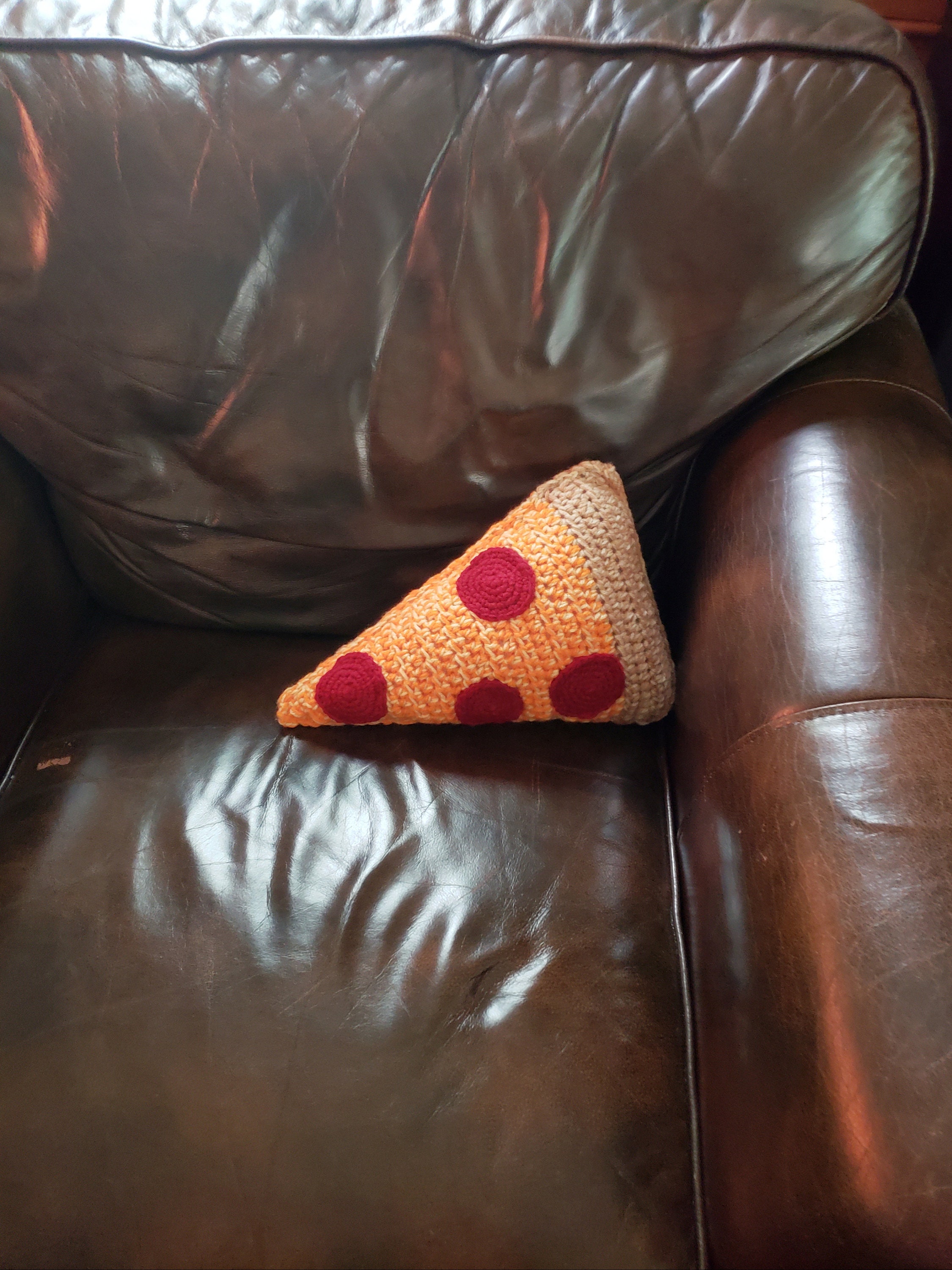 Large Crochet Pizza Slice Pillow: Kitsch Home Decor, Throw Pillow ...