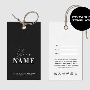 Editable Clothing Hang Tag Printable Clothing Tags Hang - Etsy