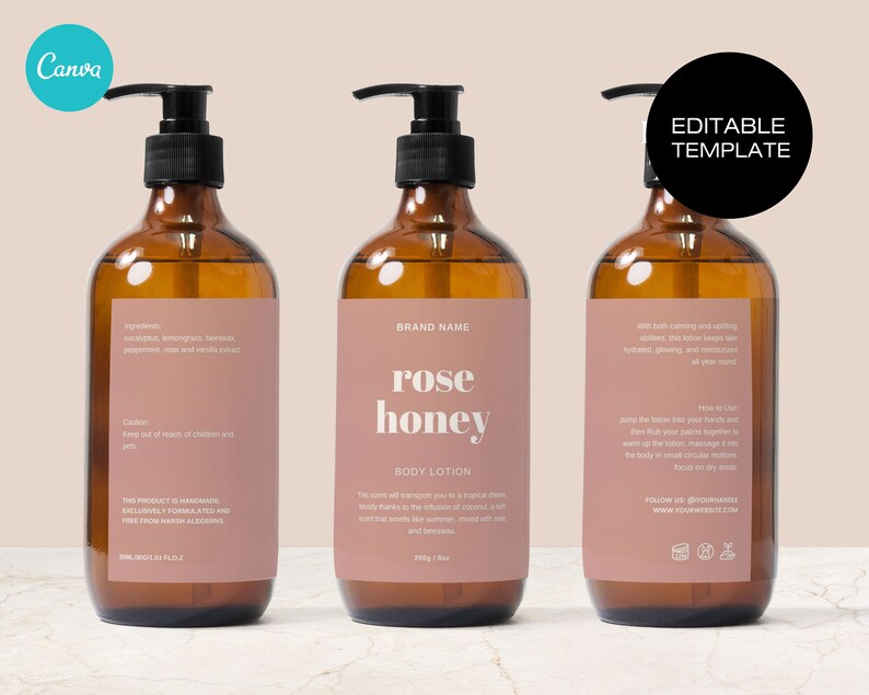 EDITABLE Dispenser Label Template Body Product Label - Etsy