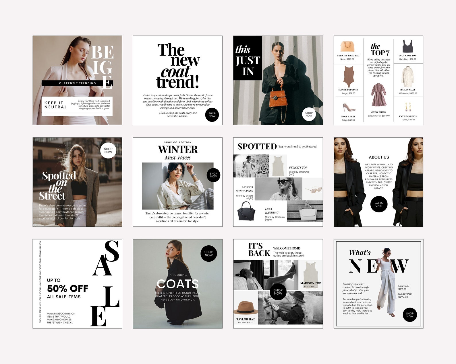 EDITABLE Fashion Instagram Template Instagram Fashion - Etsy