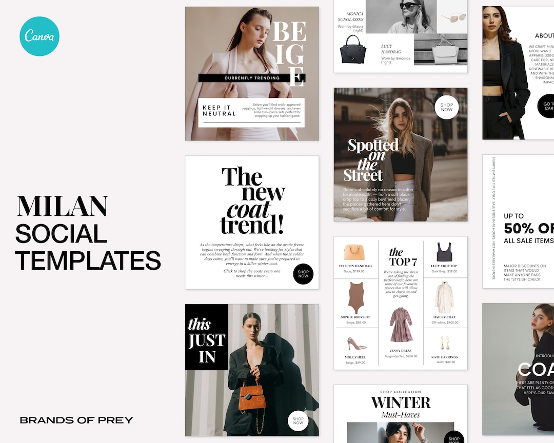 EDITABLE Fashion Instagram Template Instagram Fashion - Etsy