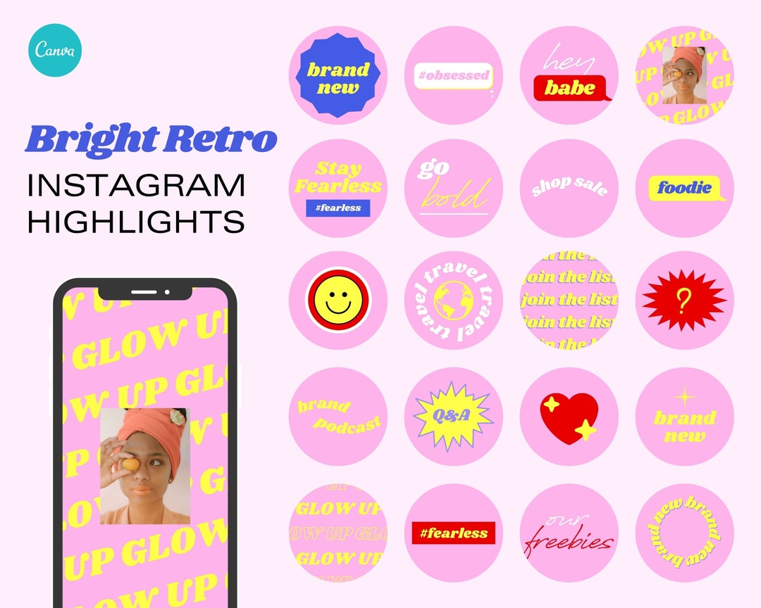 EDITABLE Retro Instagram Highlights | Bright Highlight | Fluro ...