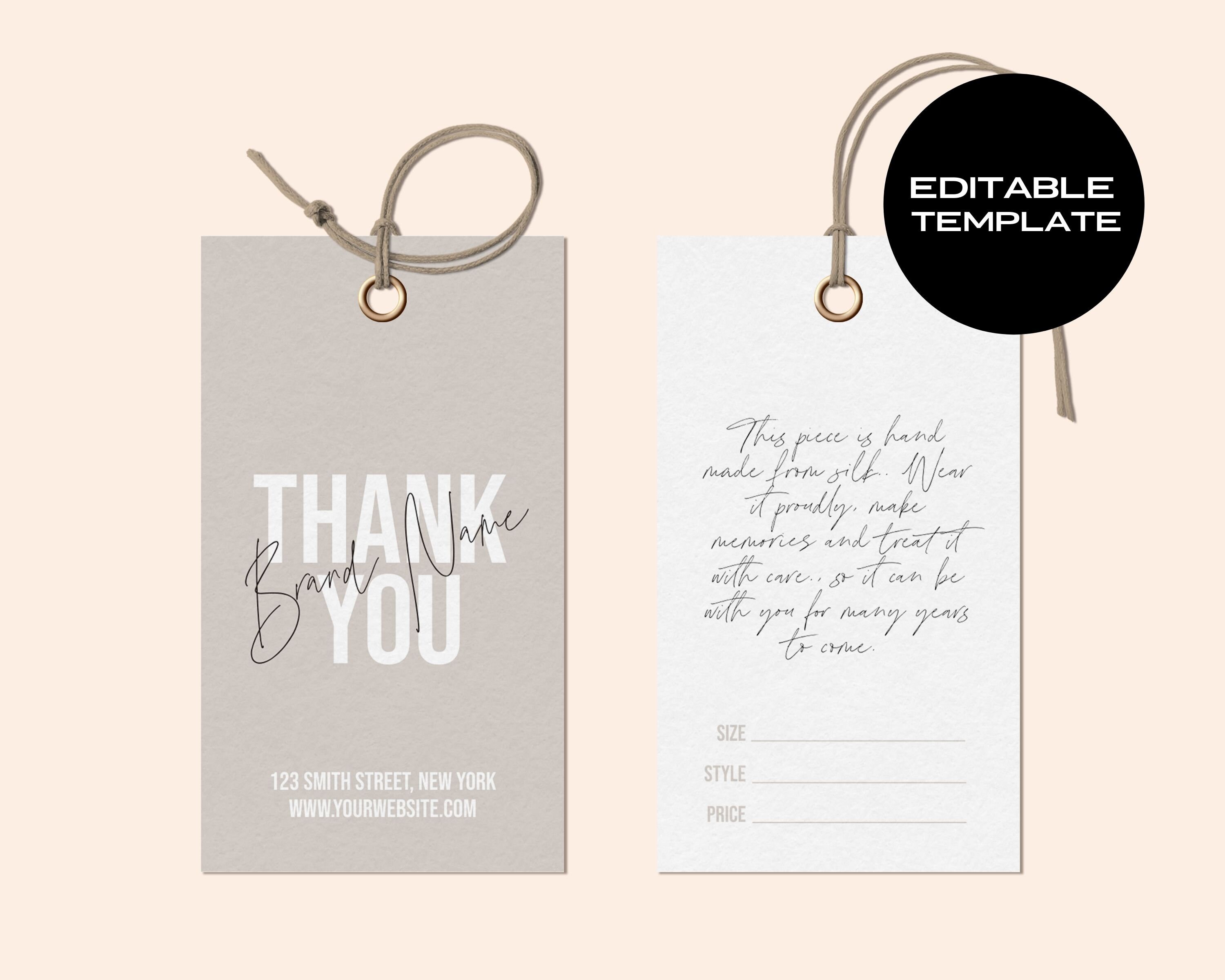 Editable Clothing Hang Tag Printable Clothing Tags Hang - Etsy Australia