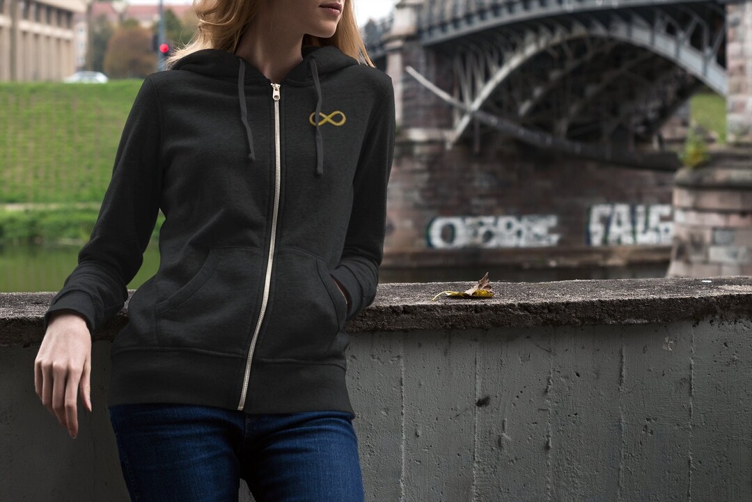 Infinity Symbol Lightweight Embroidered Unisex Zip Hoodie Minimalistic ...