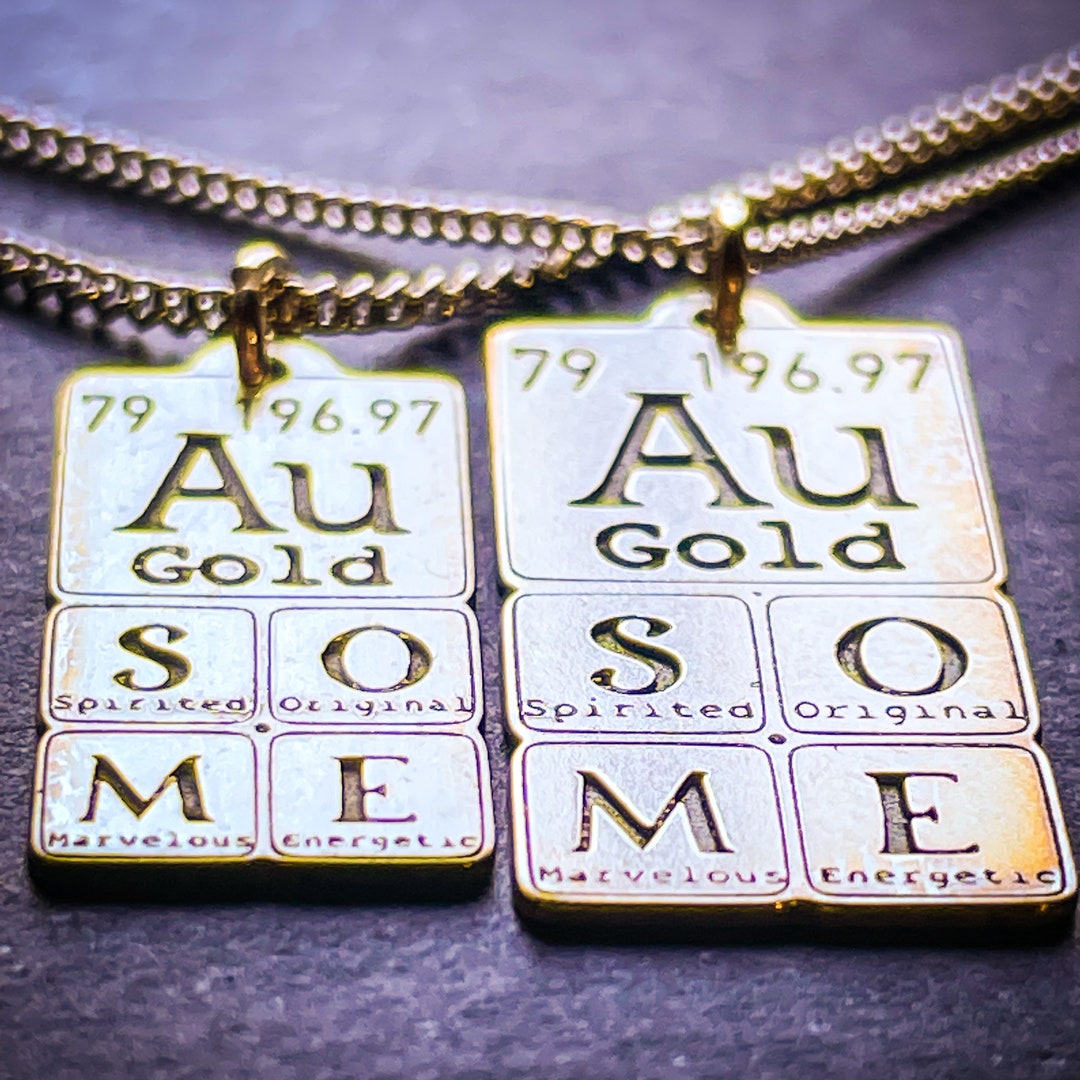 Periodic Table AU Gold Symbol Chemistry Science Jewelry, Silver ...
