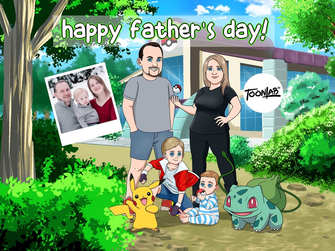 FATHER'S DAY POKEMON Custom Character Portrait From Photo (digital Copy ...