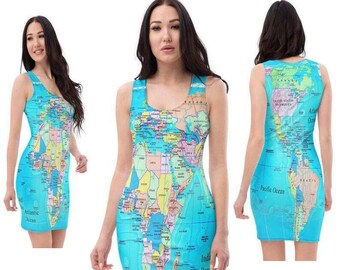 World Map Dress - Etsy