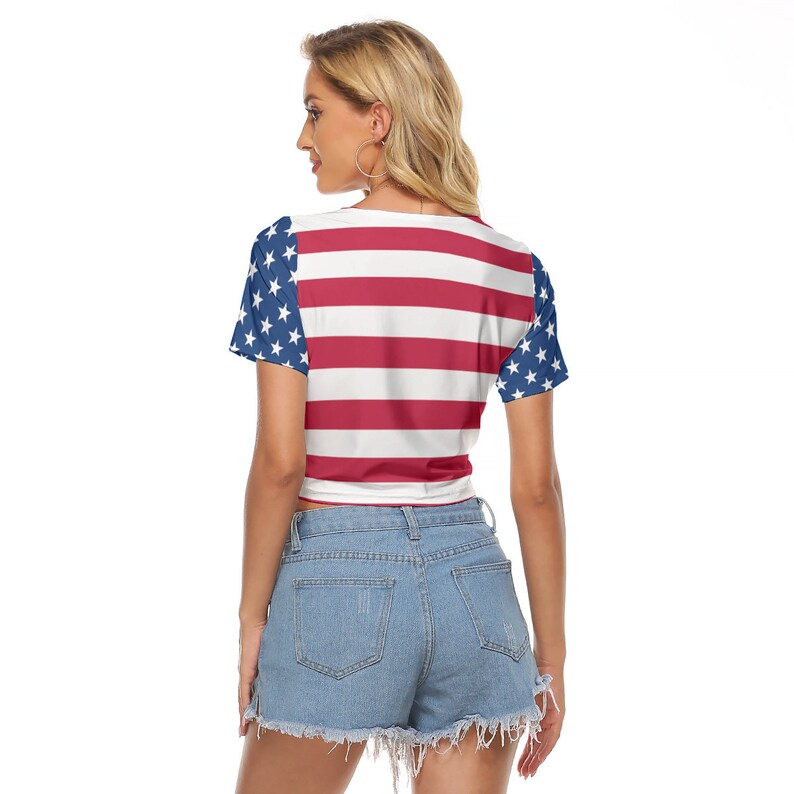 American Flag Women's Crop Top USA Flag Outfit Apparel | Etsy