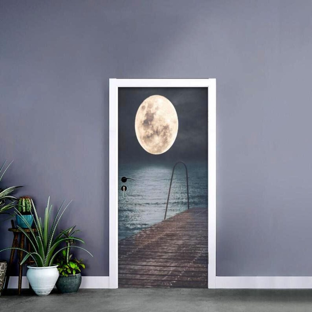 Full Moon Self-adhesive Door Wrap Space Ocean Sea - Etsy