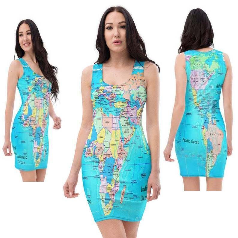 World Map Women Dress Gifts Ladies Adults Teens - Etsy
