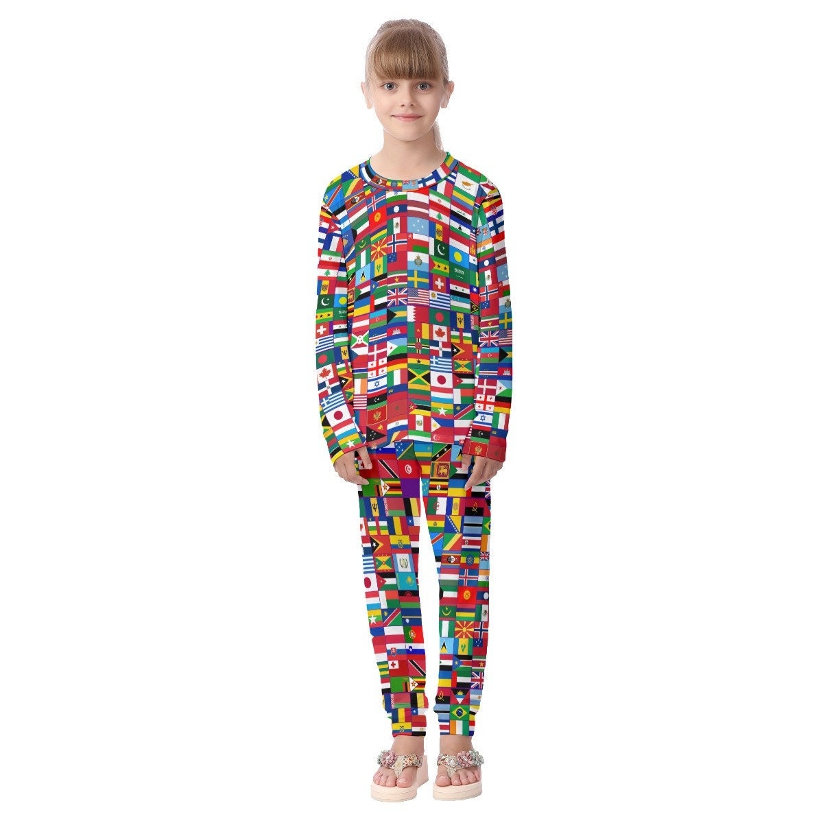 All Flags Kid's Pajamas World Flags Design Girls - Etsy Australia