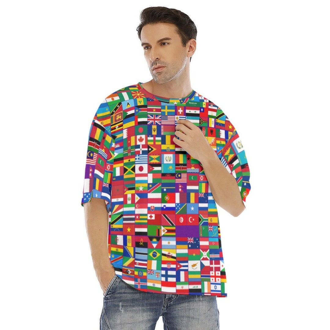 Flags Men's Shirt, Flags Pattern, Men, Teens, Gifts, Earth, Planet ...