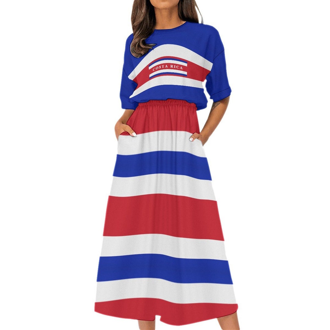 Costa Rica Dress, Costa Rican, Flag, Women, Ladies, Teens, Girls, Costa ...