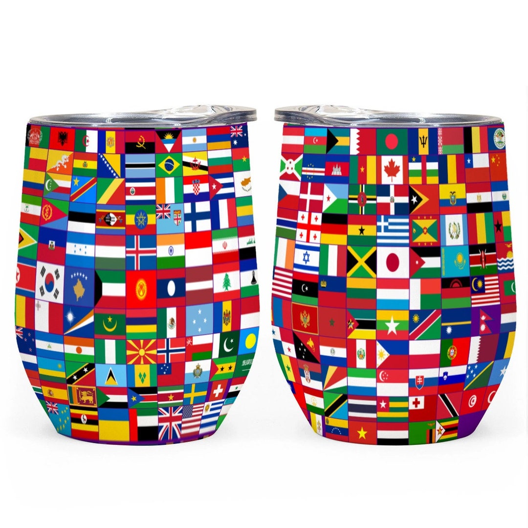 Flags Cup Wine, Tumbler, 12OZ, Flags Tumbler, 30oz, Print, Countries ...